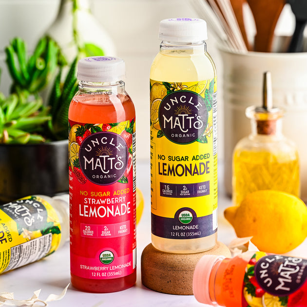 12oz Organic No Sugar Added Lemonade Mixed Pack - (12 Pack) | Uncle Matt's Organic